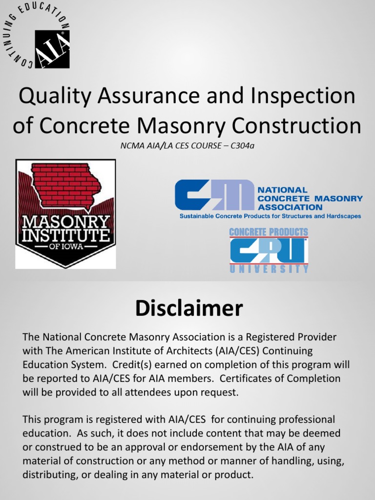 Masonry Inspection | PDF | Prestressed Concrete | Concrete