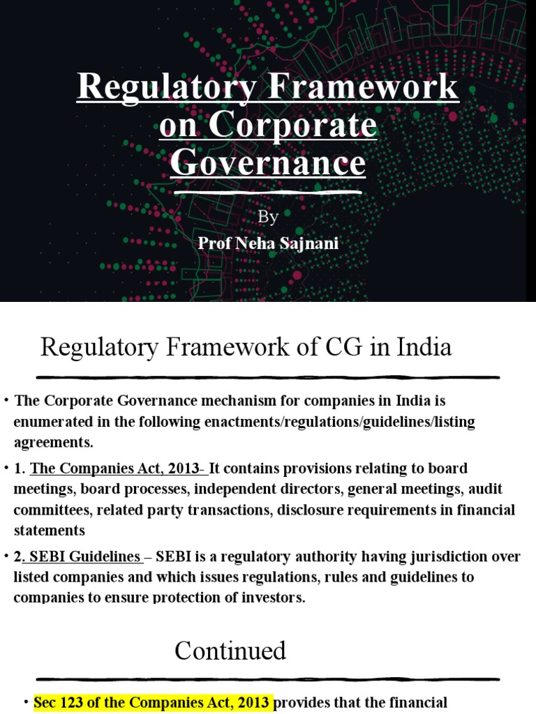 Regulatory Framework of Corporate Governance | PDF | Corporate ...