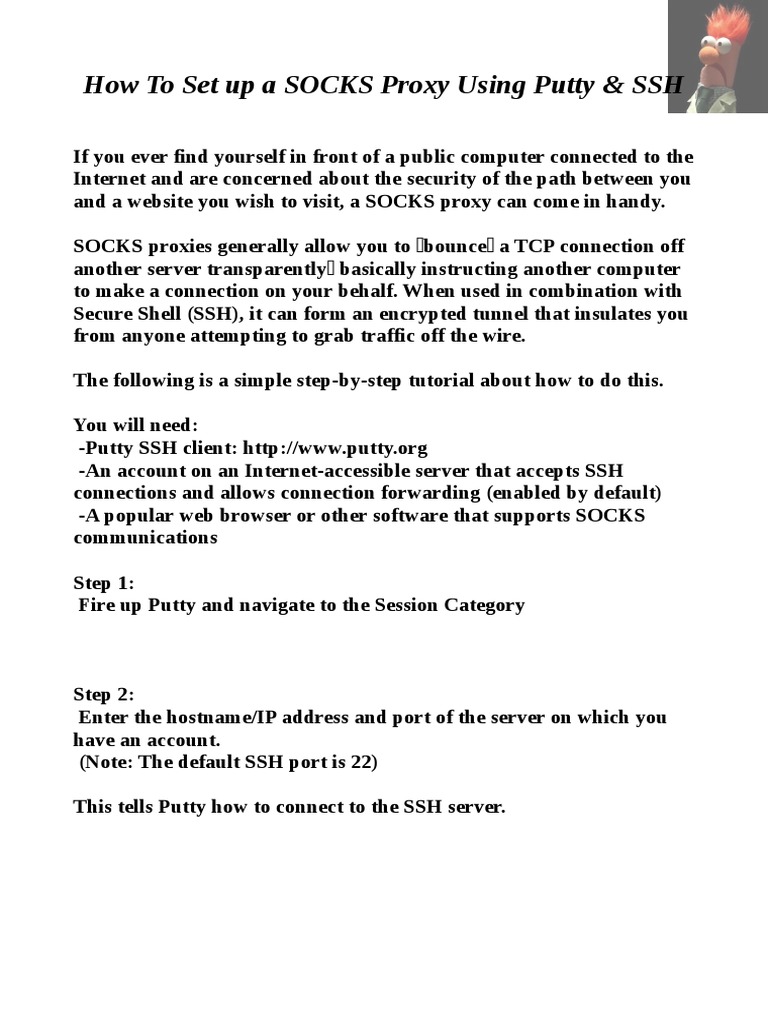 How To Set Up A Socks Proxy Using Putty And Ssh Pdf Proxy Server Secure Shell