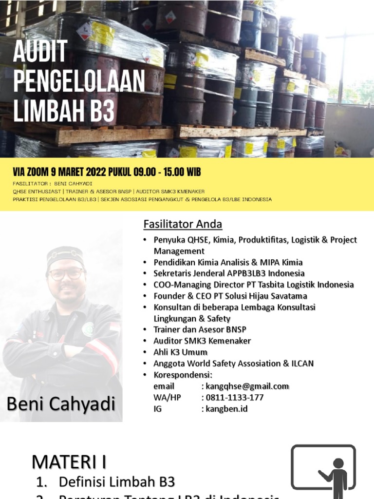 Materi I Audit Pengelolaan Limbah B3 - Beni Cahyadi - Rev0 | PDF