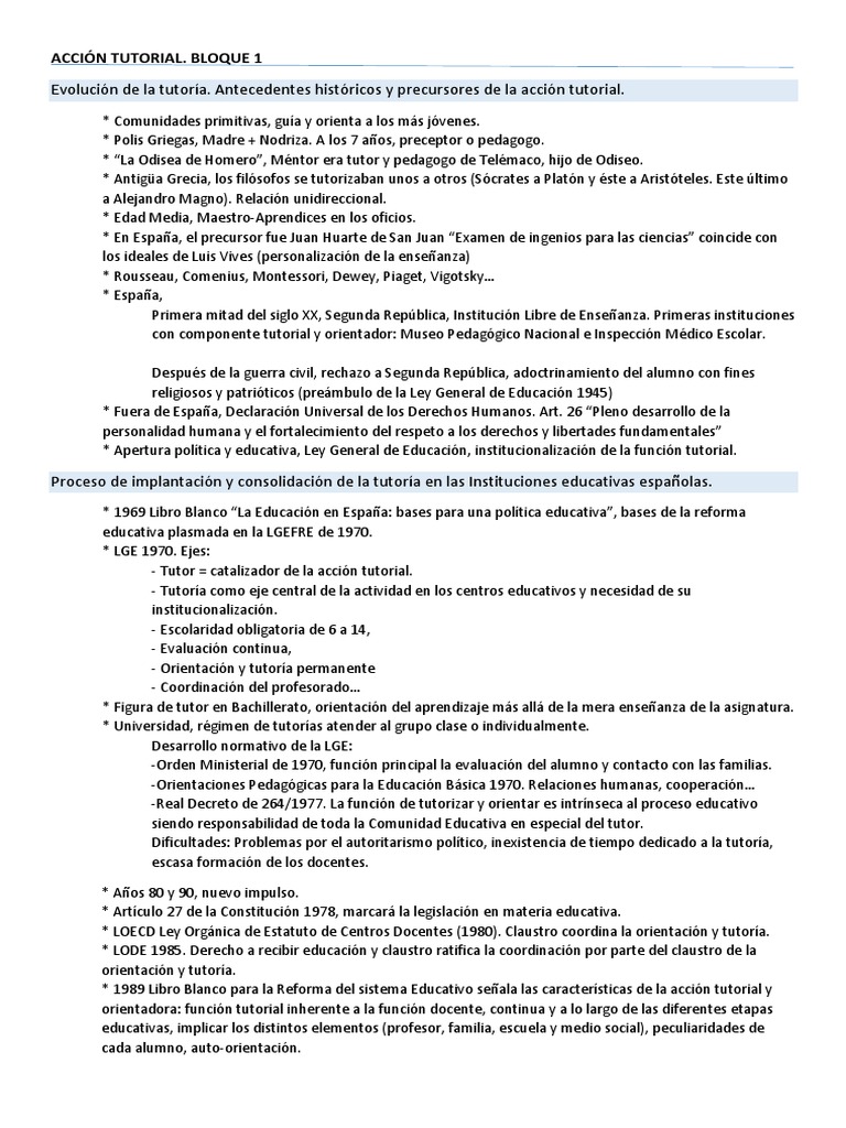 ACCIÓN TUTORIAL Temario | PDF | Plan de estudios | Evaluación