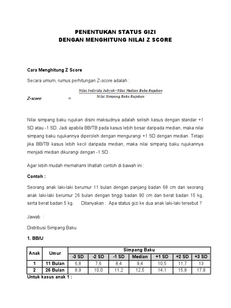 Penentuan Status Gizi Anak dengan Z-Score | PDF