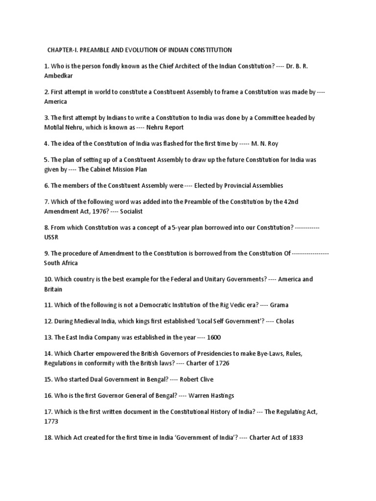 Indian Polity One Liners Series 1 | PDF