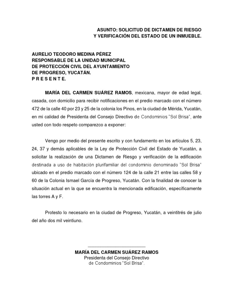 Solicitud A Protección Civil | PDF