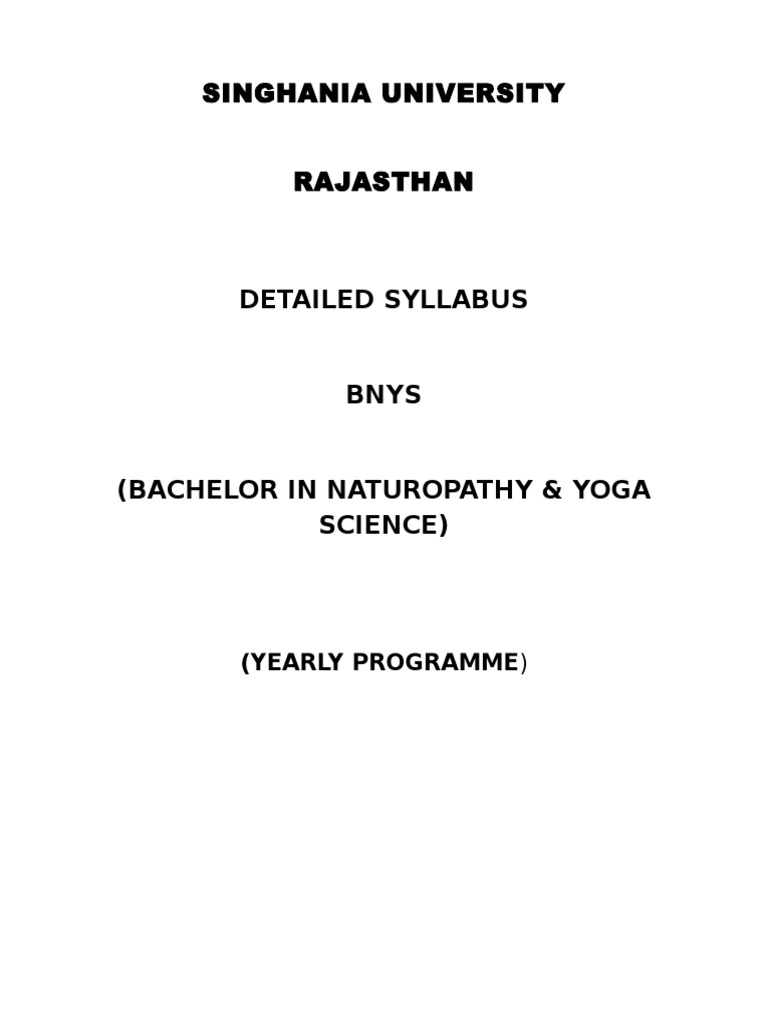 BNYS Syllabus Overview at Singhania University | PDF | Metabolism | Foods