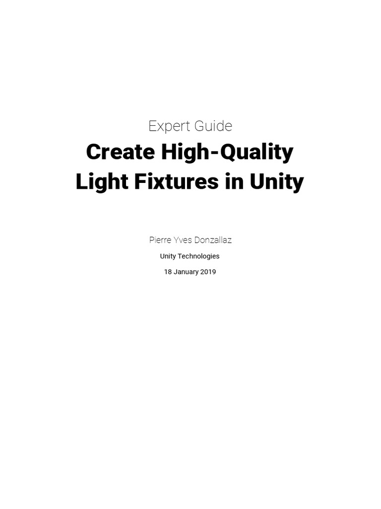 Create High-Quality Light Fixtures in Unity: Expert Guide | PDF ...