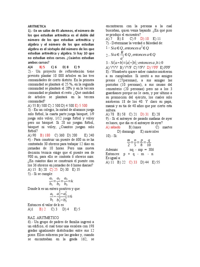 Problemas de aritmética y álgebra elementales con sus respectivas ...
