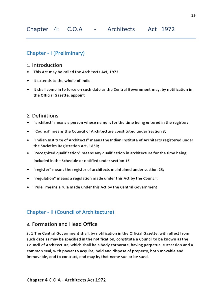 Chapter 4 II C.O.A - Architects Act 1972 | PDF | Architect | Presidents ...