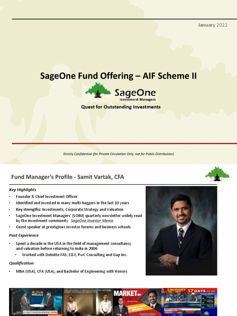 SageOne Offering - AIF Scheme II | PDF | Valuation (Finance) | Market (Economics)