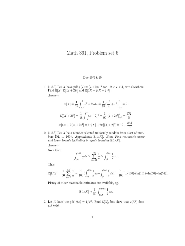 Math 361, Problem Set 6 | PDF | Analysis | Mathematics