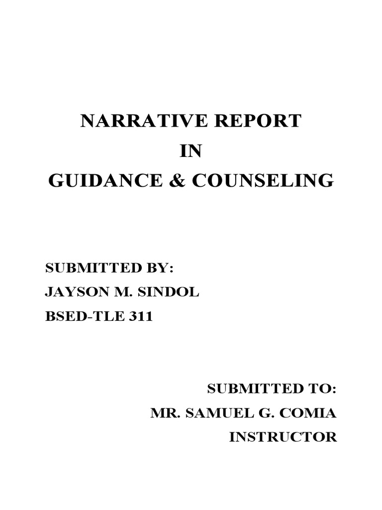 Narrative Report in Guidance and Counseling Jayson | PDF | School ...