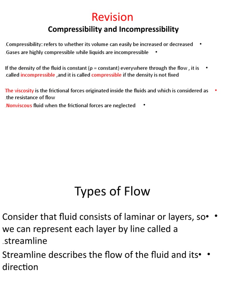 Analysis of Fluid Flow Concepts Including Compressibility, Viscosity ...