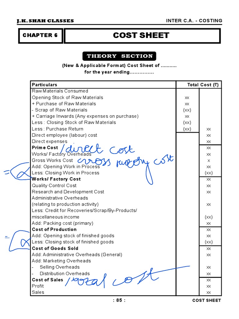 Cost Sheet | PDF | Cost Of Goods Sold | Cost Accounting