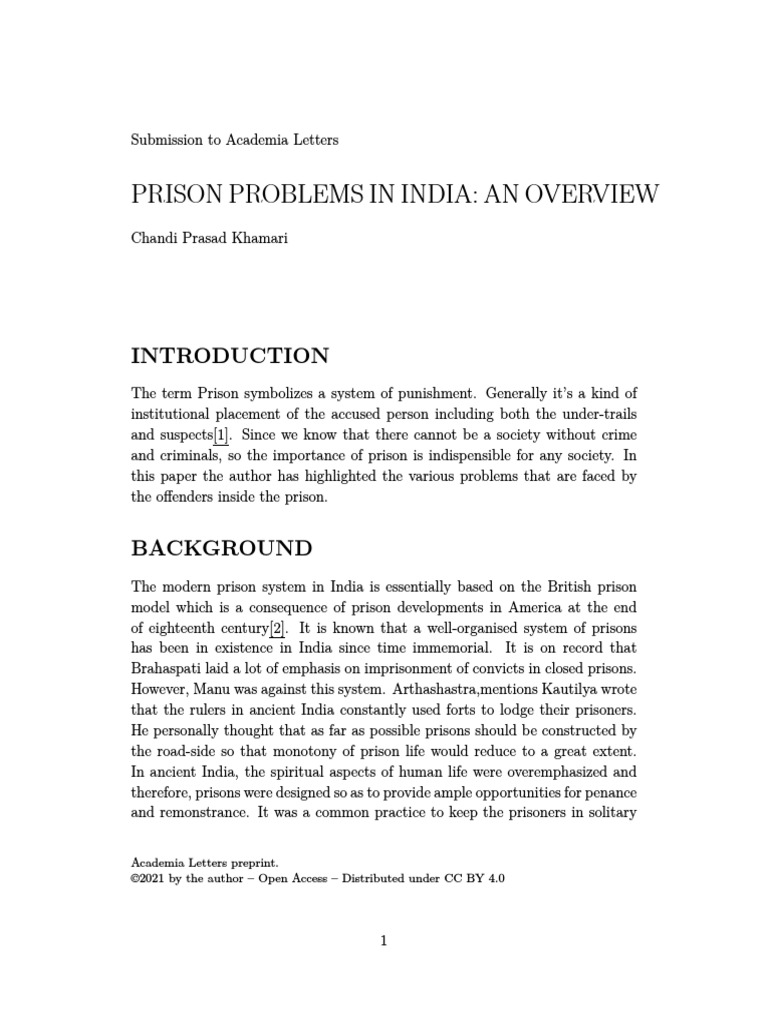 Prison Problems in India: An Overview | PDF | Prison | Crime & Violence