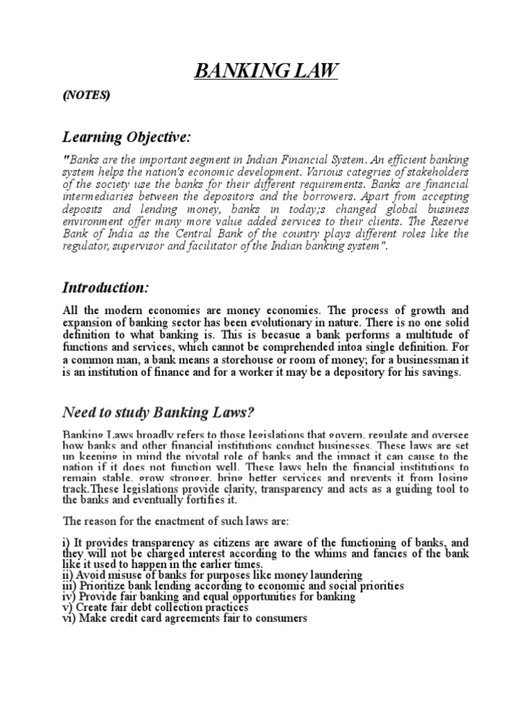 Banking Law Notes | PDF | Banks | Loans