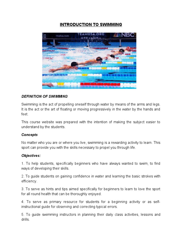 Introduction To Swimming | PDF | Swimming | Physical Fitness