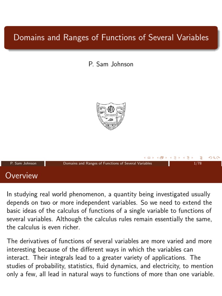 Domains and Ranges of Functions of Several Variables | PDF | Function (Mathematics) | Map