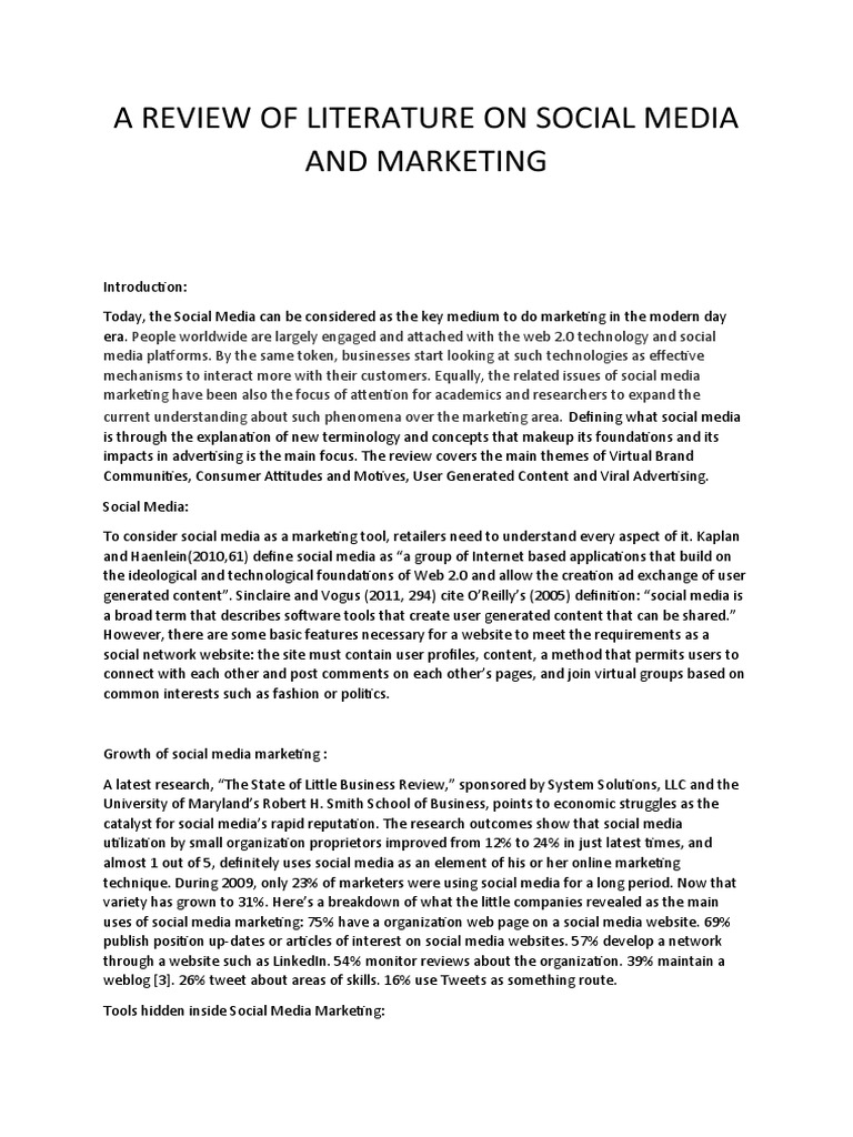 A Review of Literature On Social Media and Marketing | PDF | Popular ...