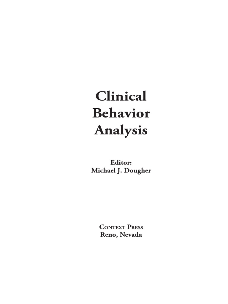 Clinical Behavior Analysis (Dougher & Hayes, 2000) | PDF ...