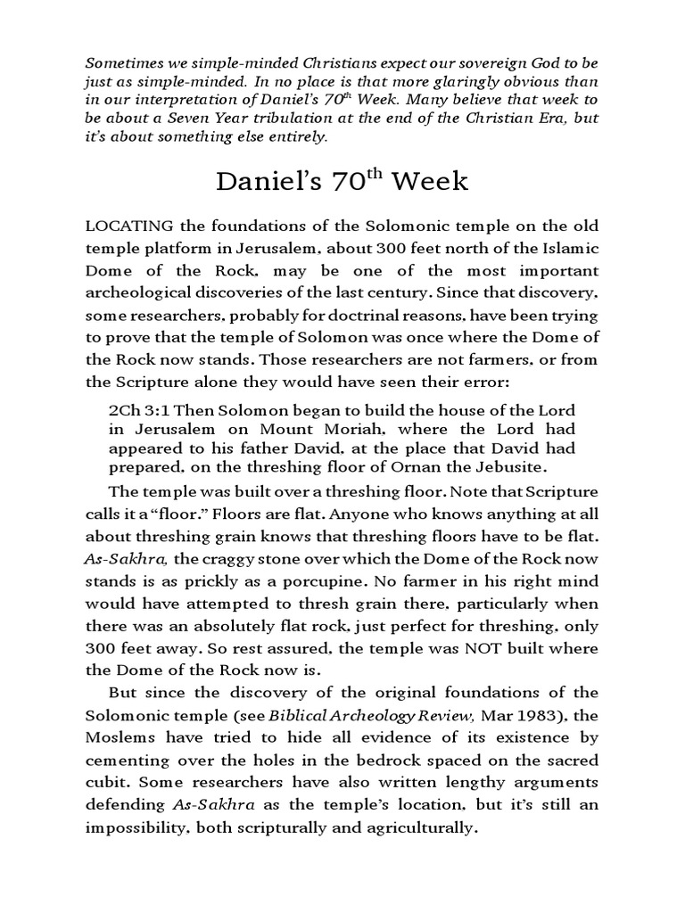 Daniels 70 TH Week | PDF | Daniel (Biblical Figure) | Sabbath