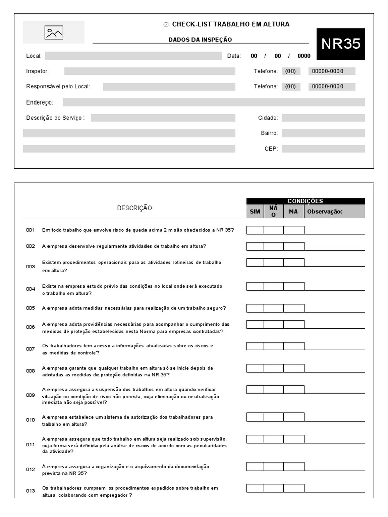 Checklist NR 35 | PDF
