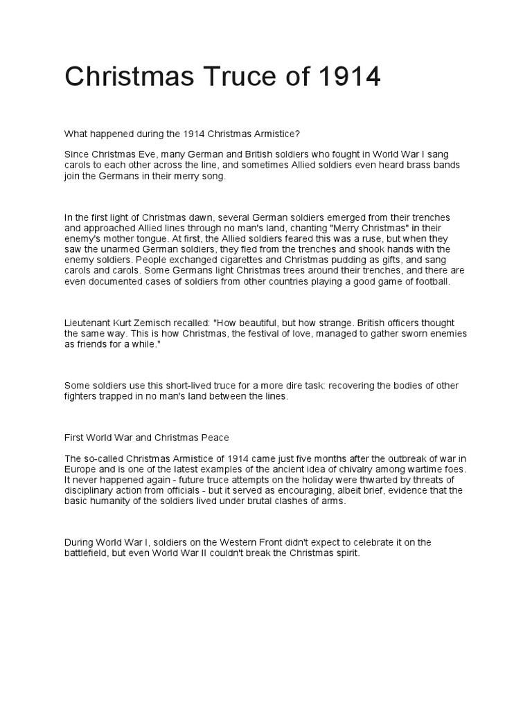 Christmas Truce of 1914 | PDF