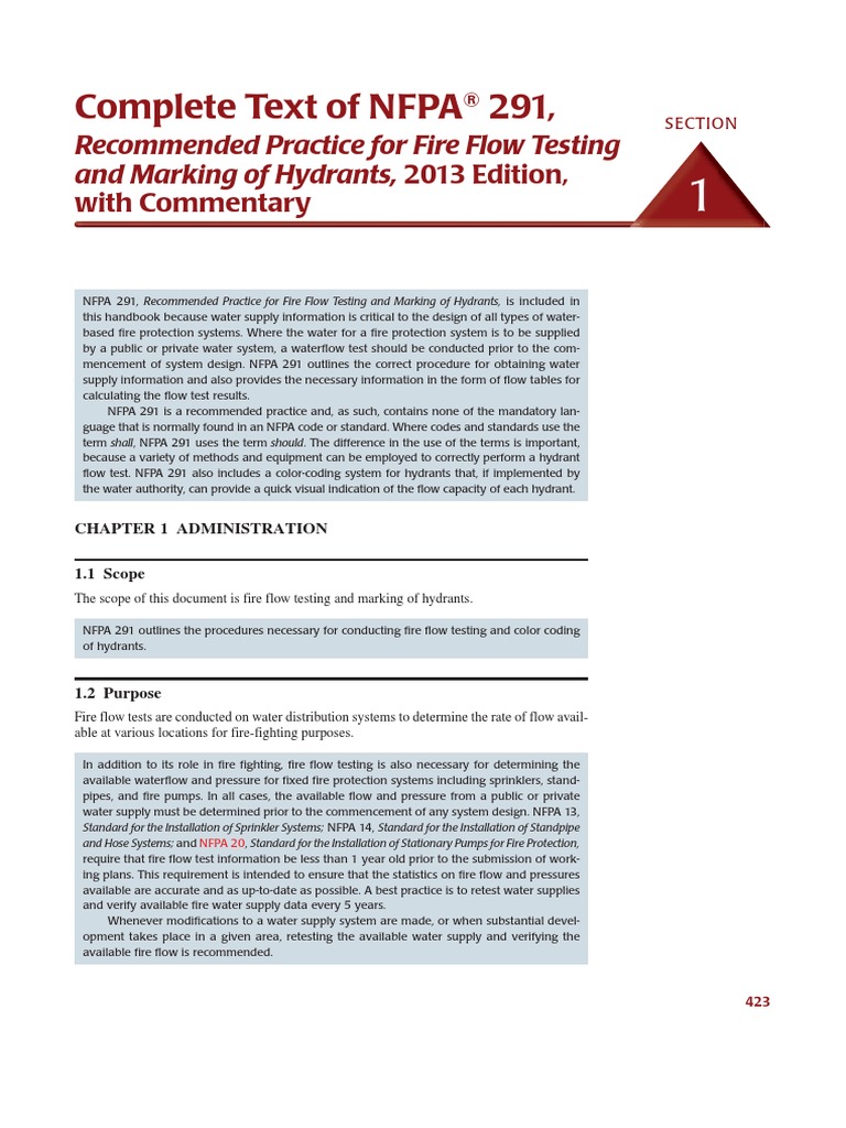 Complete Text of NFPA 291,: Recommended Practice For Fire Flow Testing ...