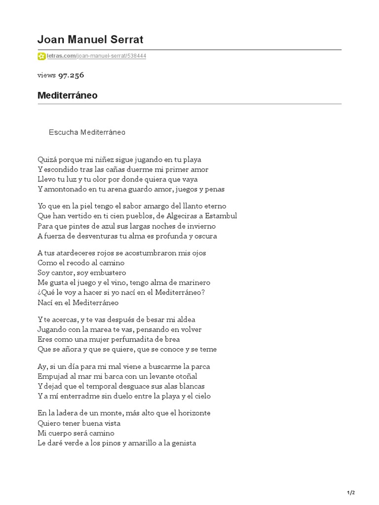 Mediterráneo-Joan Manuel Serrat | PDF