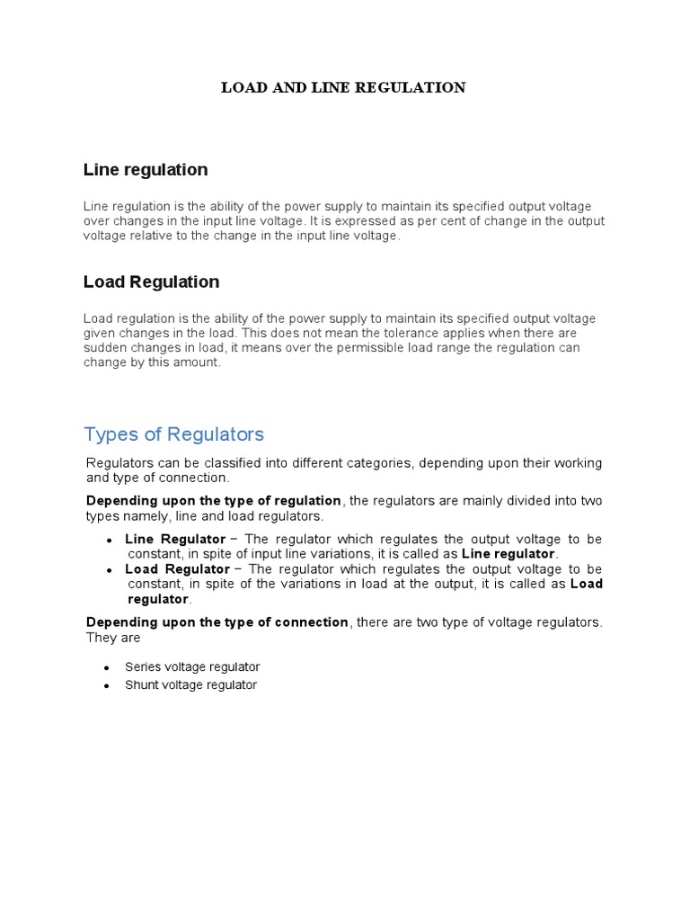 Load and Line Regulation | PDF | Electrical Equipment | Electrical Circuits