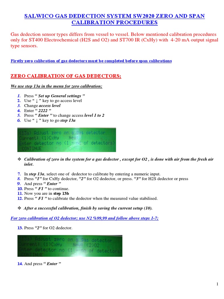 Salwico SW2020 Calibration Procedure | PDF | Sensor | Calibration