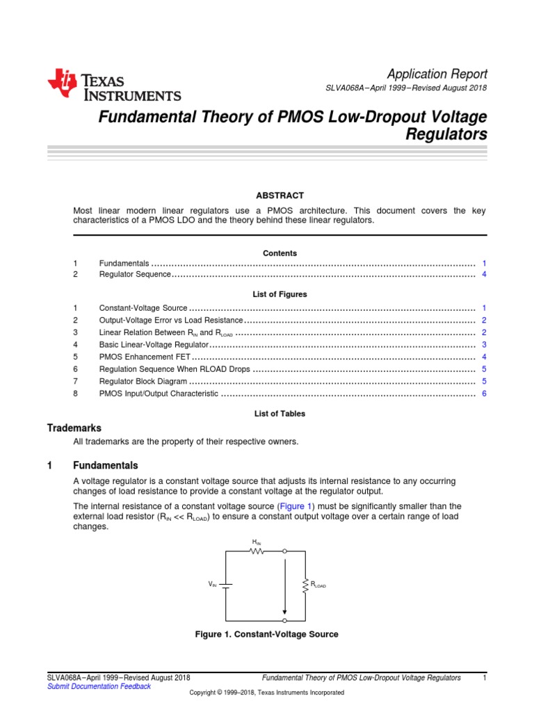 Fundamental Theory of PMOS LDO From Texas Instruments | PDF | Field ...