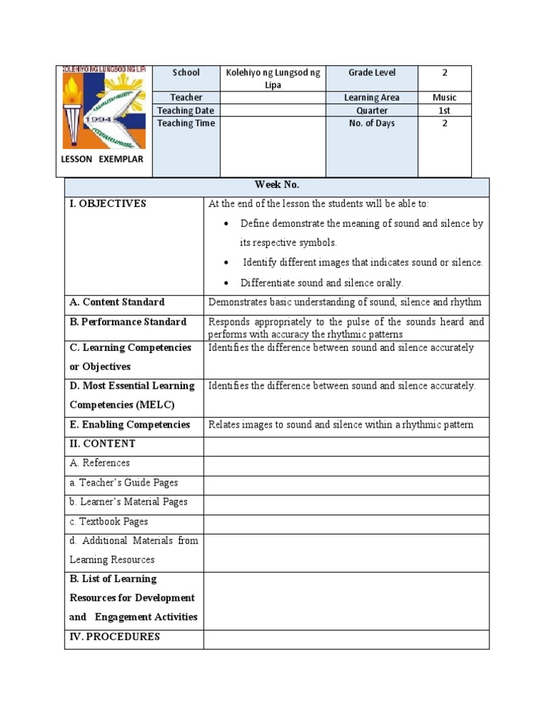 Ella Mae M. Sulit BEED 3D Exemplar | PDF | Rhythm | Sound
