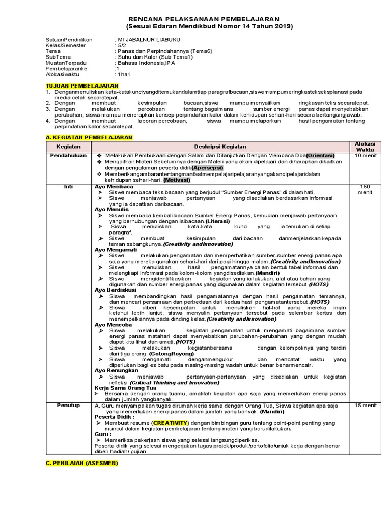 RPP KELAS 5 SEMESTER 2-Dikonversi | PDF