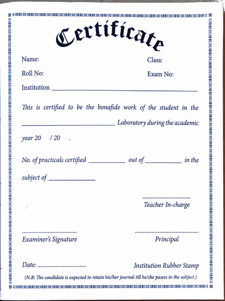 Certificate & Index Page | PDF