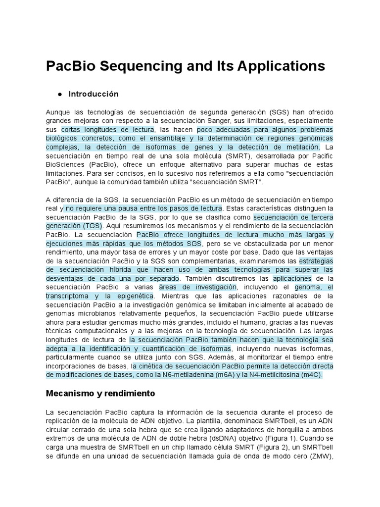PacBio Sequencing and Its Applications | PDF | Secuencia ADN ...