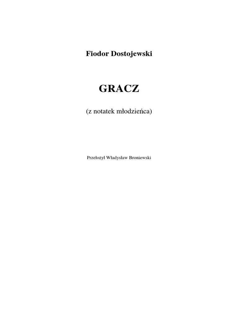 Dostojewski Fiodor - Gracz | PDF