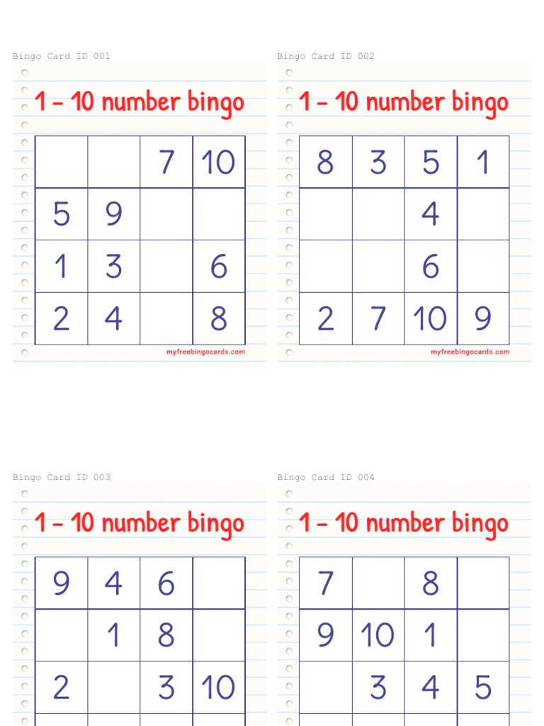 1 10 Number Bingo | PDF