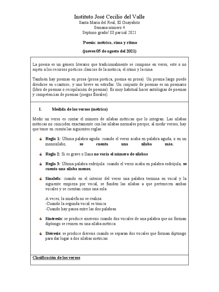 S4 Métrica, Rima y Ritmo | PDF | Poesía | Metro (poesía)