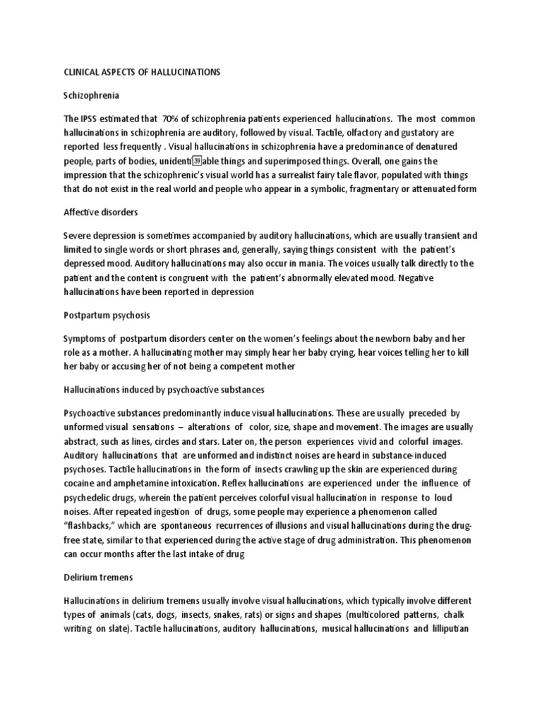 Management of Hallucination | PDF | Cognitive Behavioral Therapy ...