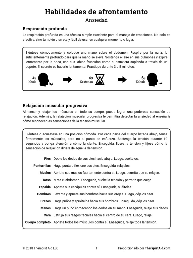 Coping Skills Anxiety Spanish | PDF