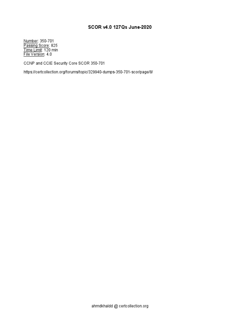 SCOR 350-701 127dump v4.0 With Explanation Answers | PDF | Computer ...