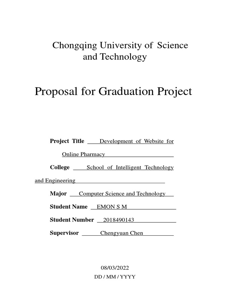 EMON S M - Template For Proposal | PDF | Pharmacy | Pharmacist