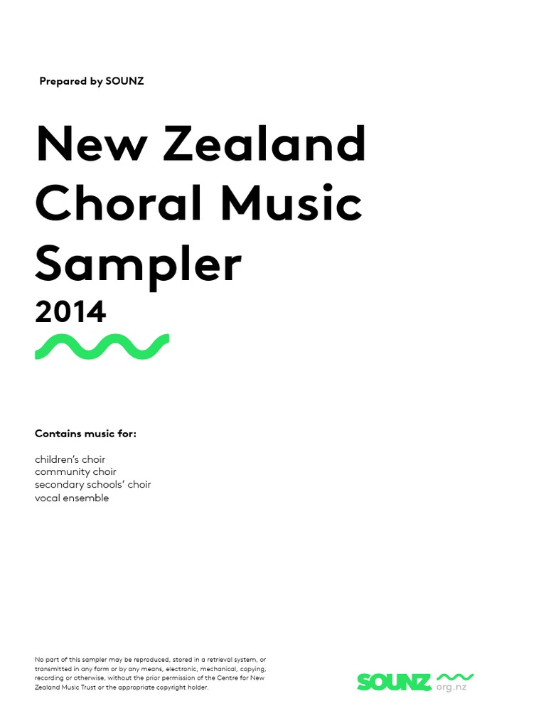 New Zealand Choral Music Sampler: Prepared by SOUNZ | PDF | Percussion ...