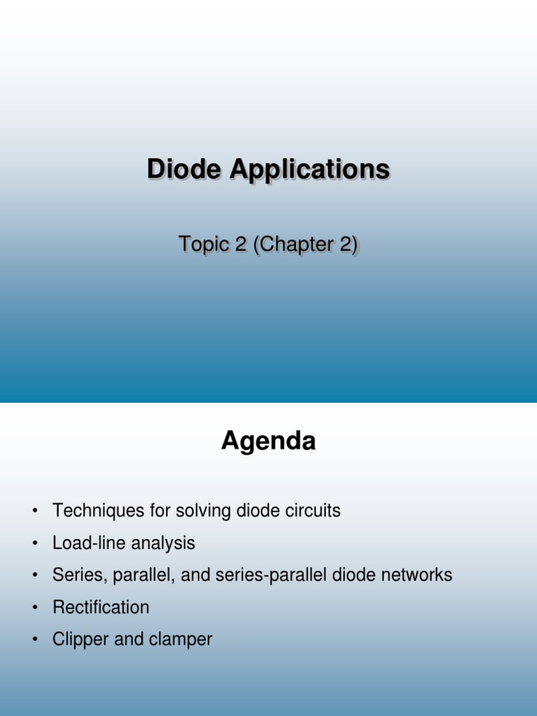 Diode Applications: Topic 2 (Chapter 2) | PDF | Rectifier | Diode