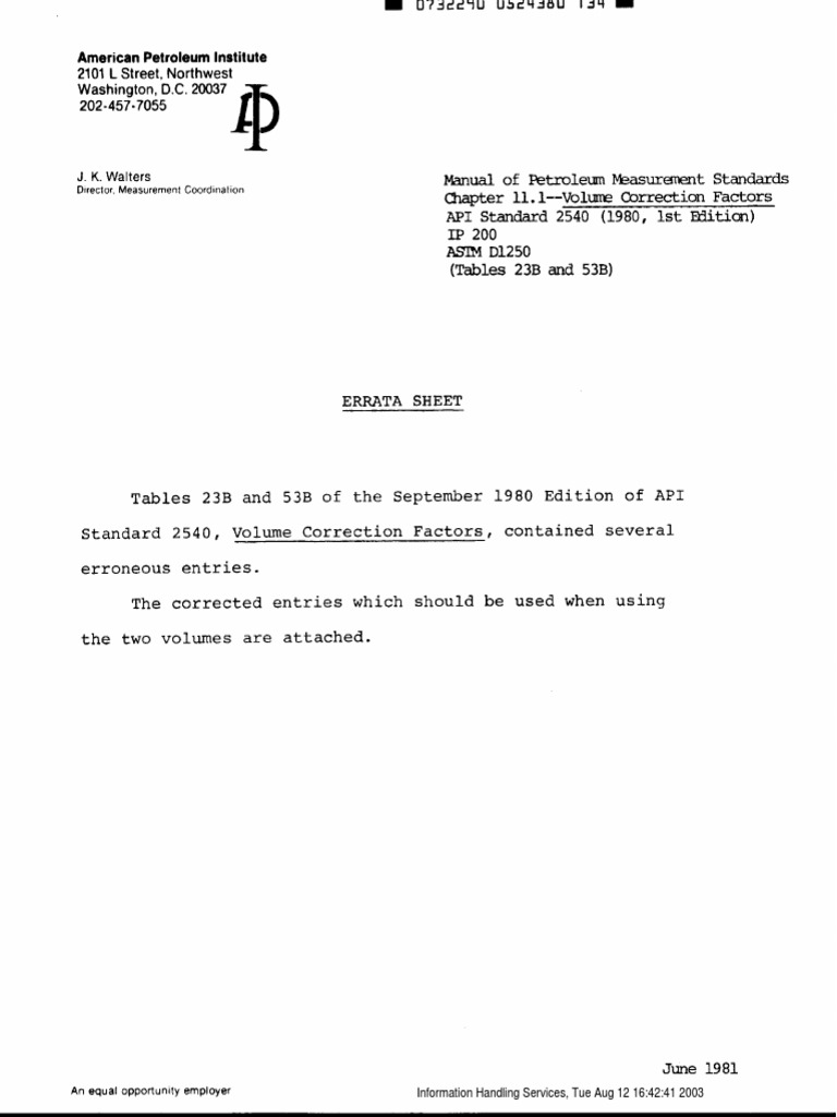 API MPMS 11 1 Vol8 Volume Correction Factors | PDF | Social Science ...