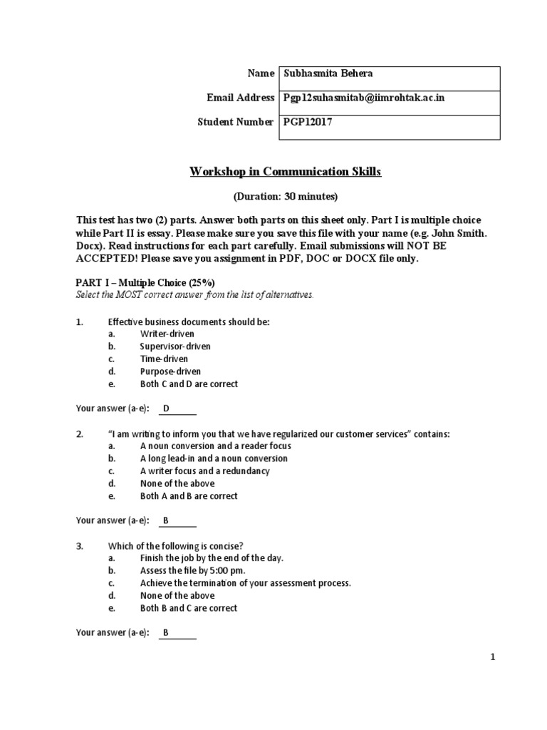 Direct Message Assignment Section A | PDF | Multiple Choice | Communication