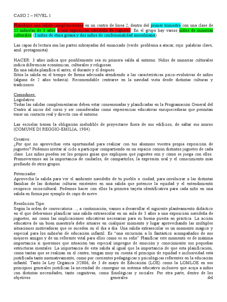 CASO 2 Salida Extraescolar | PDF | Evaluación | Educación de la primera infancia
