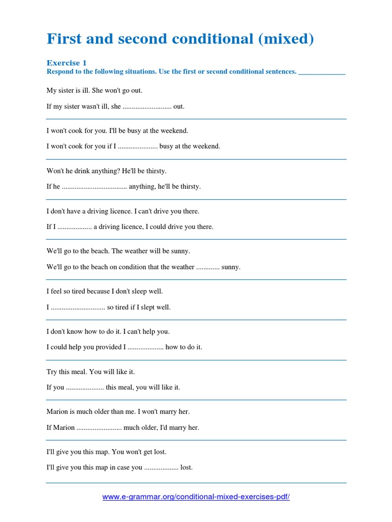 First and Second Conditional (Mixed) : Exercise 1 | PDF