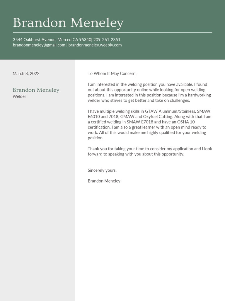 Green and Grey Color Blocks Digital Marketing Cover Letter 1 | PDF