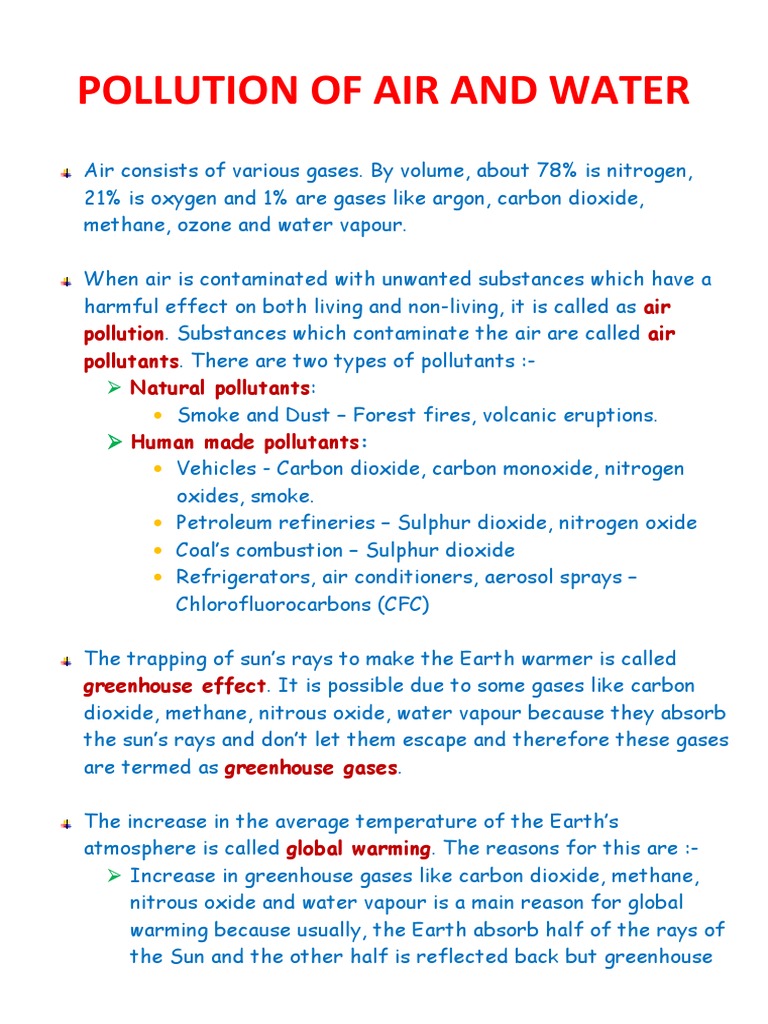 Pollution of Air and Water | PDF | Atmosphere Of Earth | Climate Change